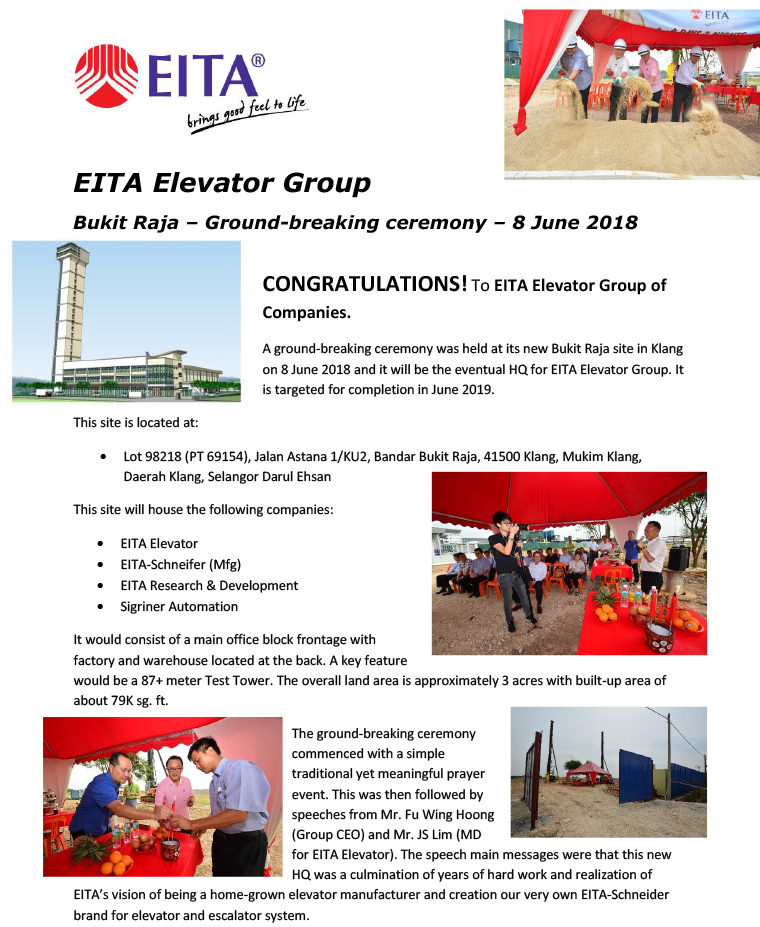 Bukit Raja Ground-Breaking Ceremony – Eita