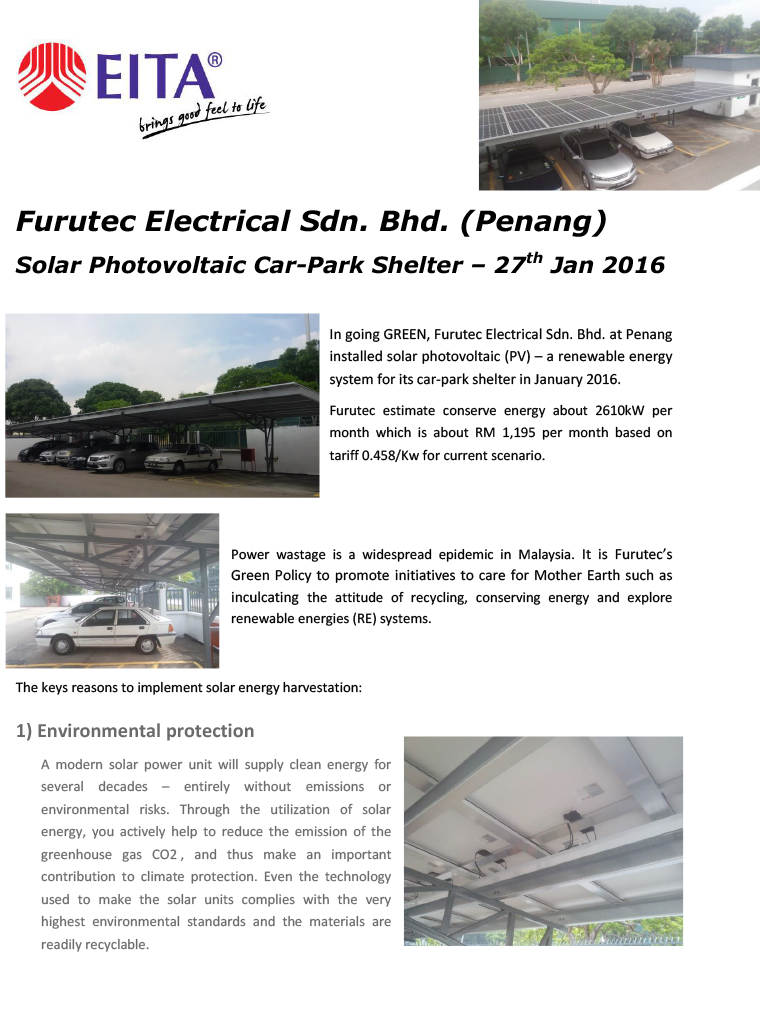 FURUTEC Penang installed Solar Panel – Eita
