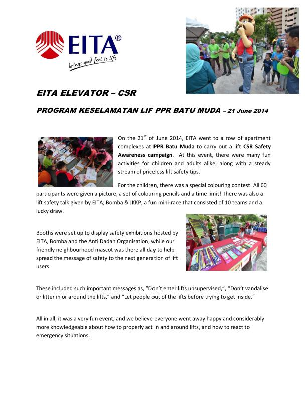 Program Keselamatan Lif PPR Batu Muda - Eita